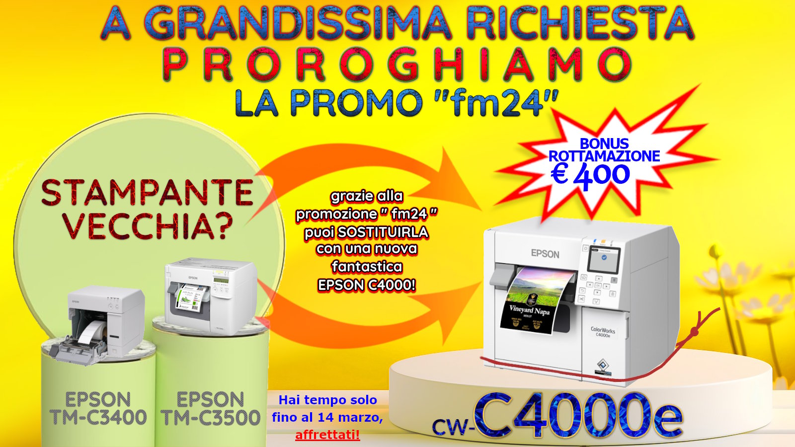 PROMO FM24 BASIC [IIa] per Stampante per Etichette a Colori EPSON CW-C4000e
